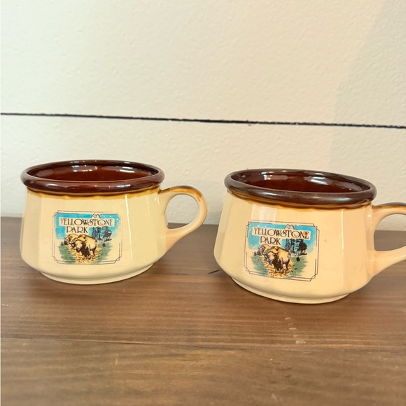 Kitchen | Antique Vintage Yellowstone Ceramic Souvenir Mugs | Poshmark
